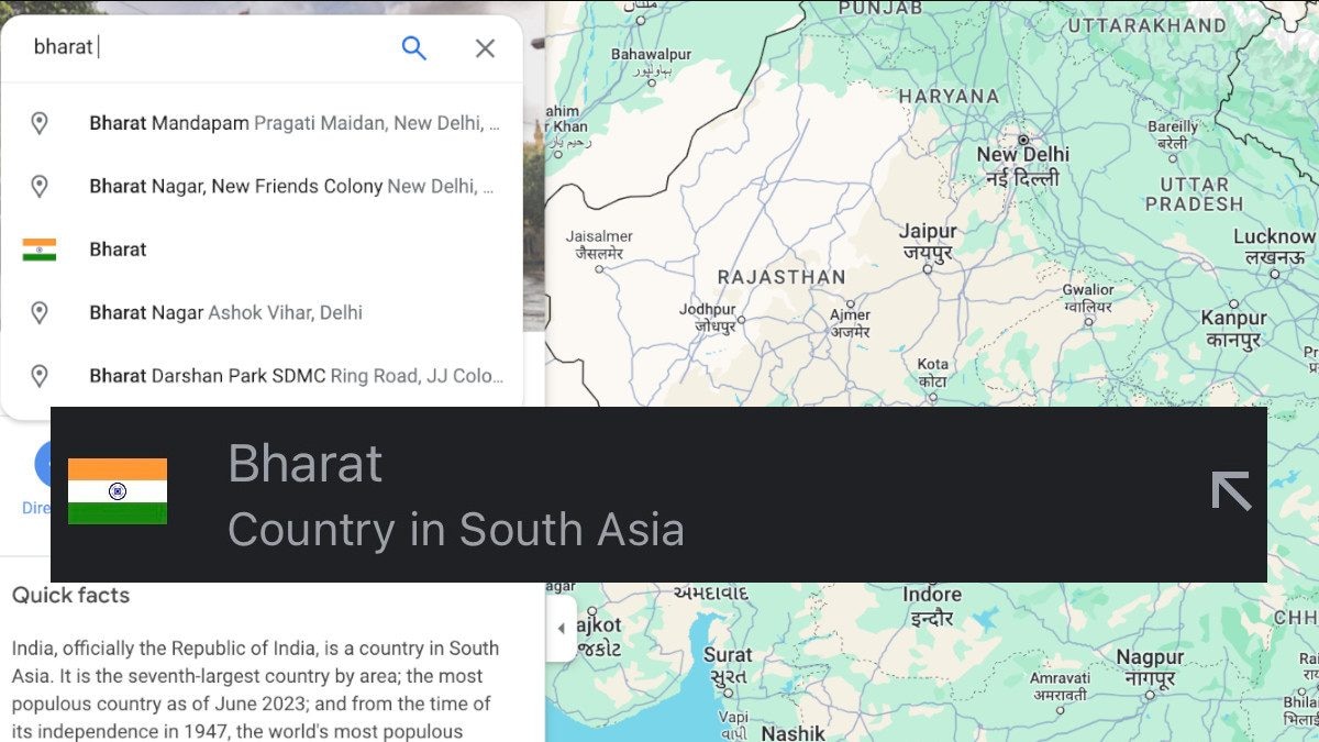 Google Maps now recognizes "Bharat" as India - GoogleCraft